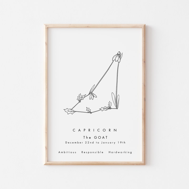Capricorn Zodiac Sign Print/constellation Print/zodiac Print/birthday ...