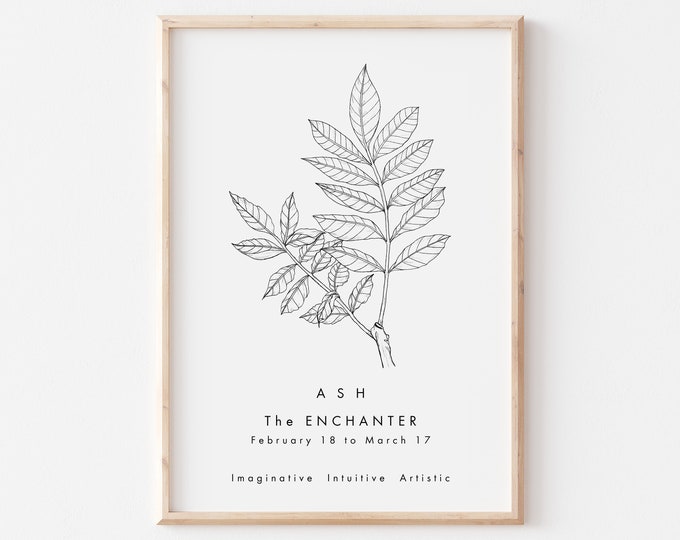 Celtic Ash Tree Print/tree Astrology Print/celtic Zodiac Print/birthday ...