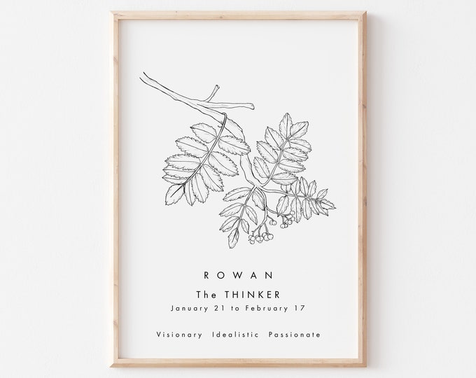 Celtic Rowan Tree Print/tree Astrology Print/celtic Zodiac Print ...