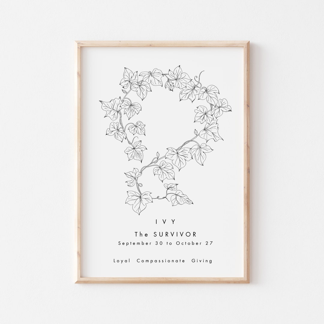 Celtic Ivy Print/tree Astrology Print/celtic Zodiac Print/birthday Gift ...