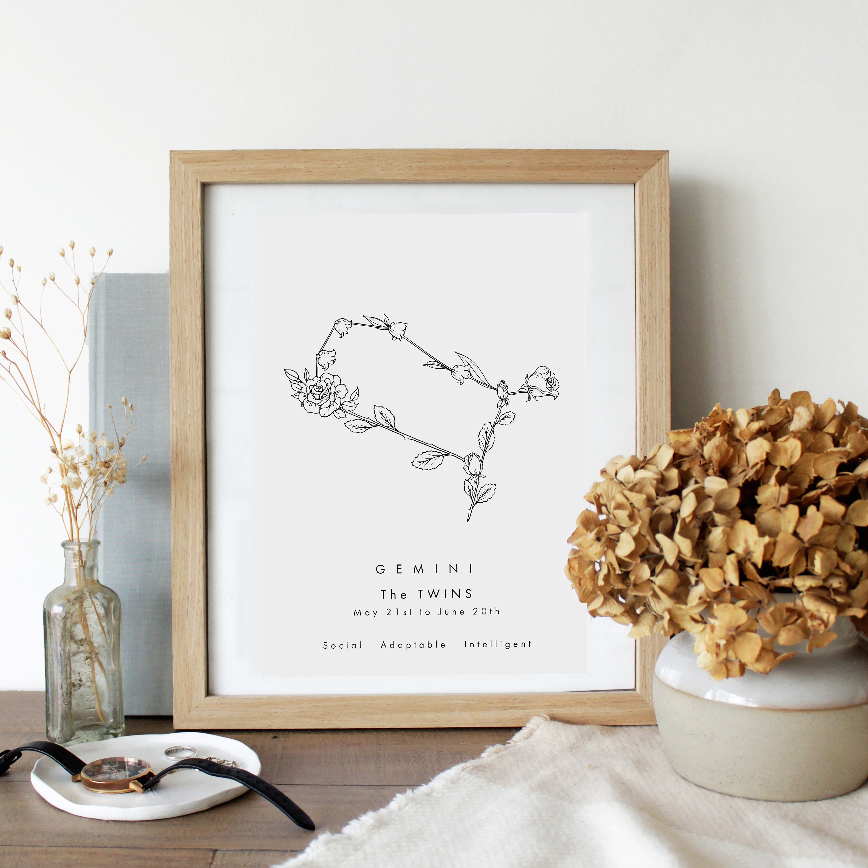 Gemini Zodiac Sign Print/constellation Print/zodiac | Etsy UK