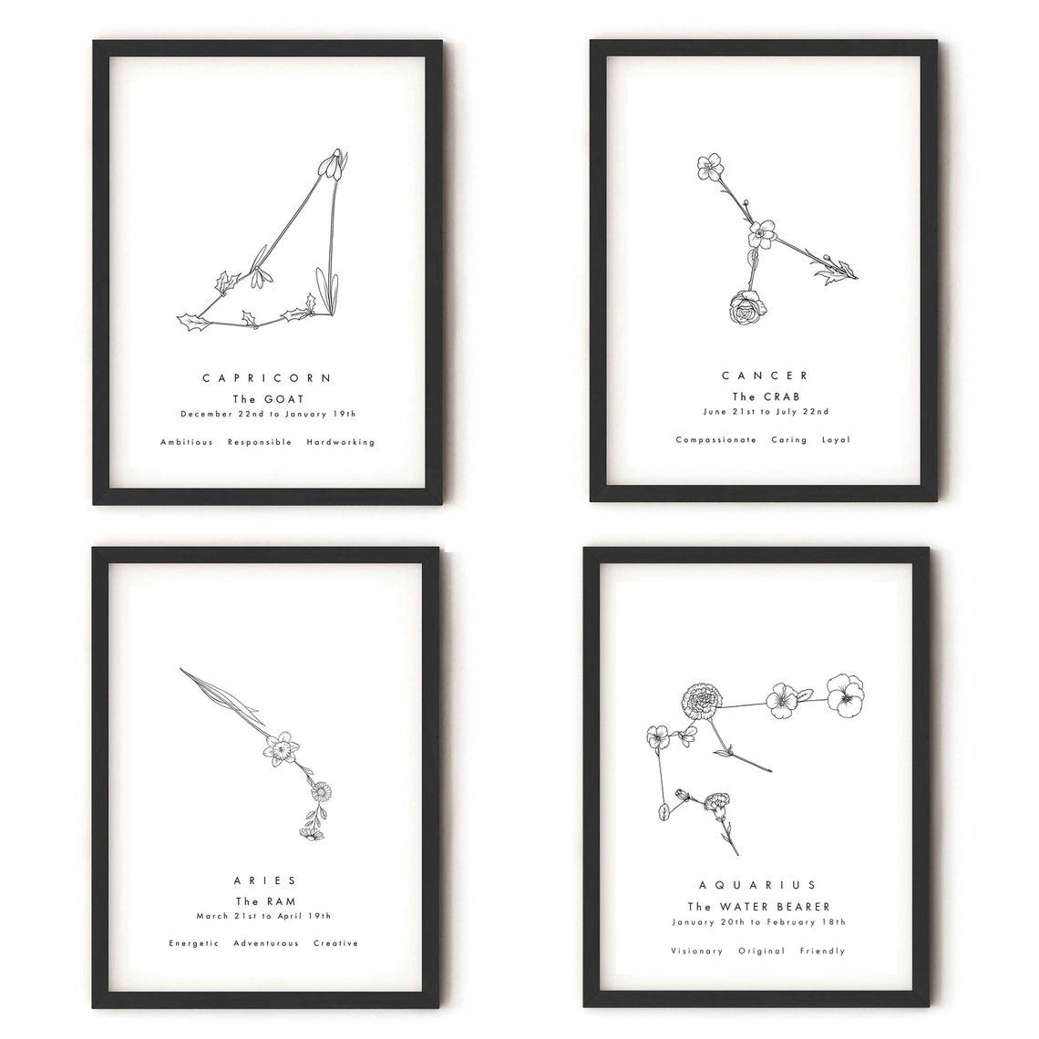 Personalised Zodiac Sign Constellation Print/birth Month - Etsy