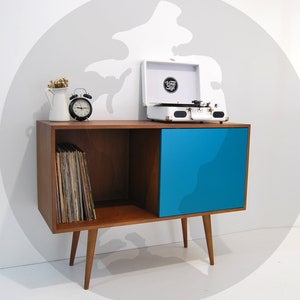 Vinyl Record Storage With One Sliding Door Mid Century Modern | Etsy