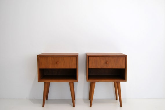 Pair of Nightstand Night Stand Bedside Table Bed Side Table Side Table With One Drawer Scandinavian Design Mid Century Modern Retro Etsy UK