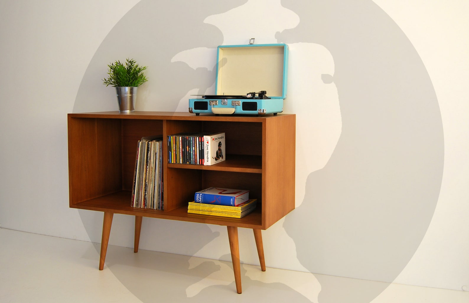 Vinyl Record Storage Mid Century Modern Sideboard Media - Etsy