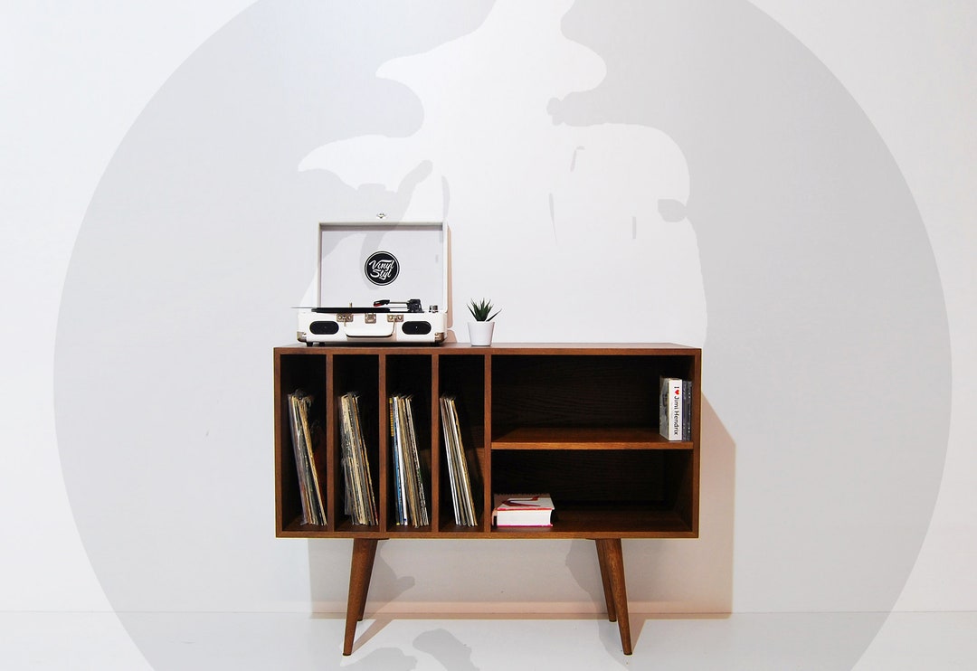 Vinyl Record Storage Mid Century Modern Sideboard Media - Etsy