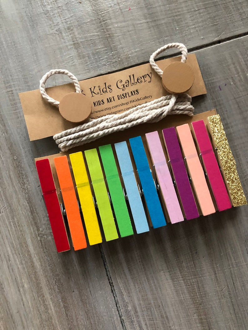 Rainbow Clothesline Photo Display Clothespin Display Photo | Etsy