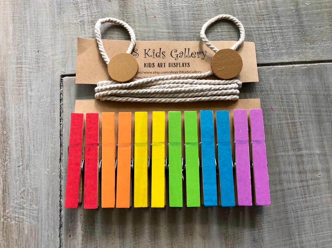 Rainbow Clothesline Photo Display Clothespin Display Photo - Etsy