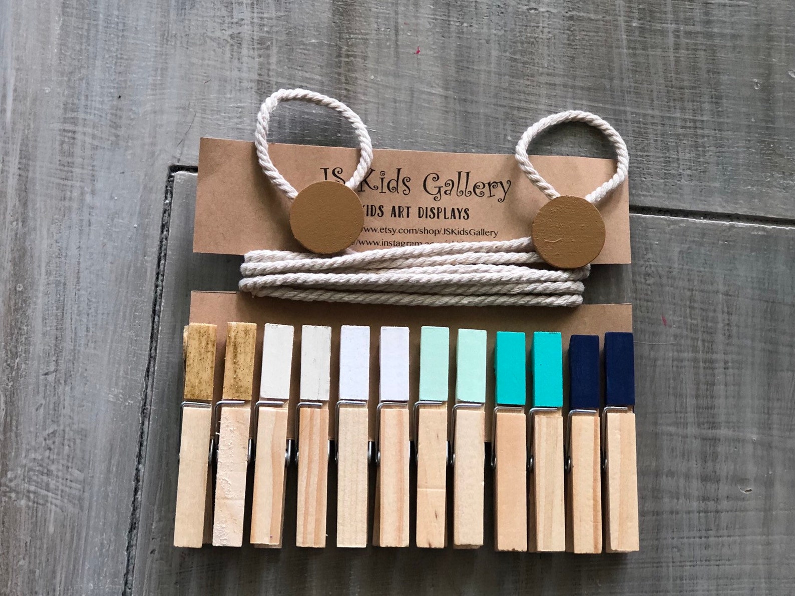 Clothesline Beachy Colors Photo Display Clothespin Display - Etsy