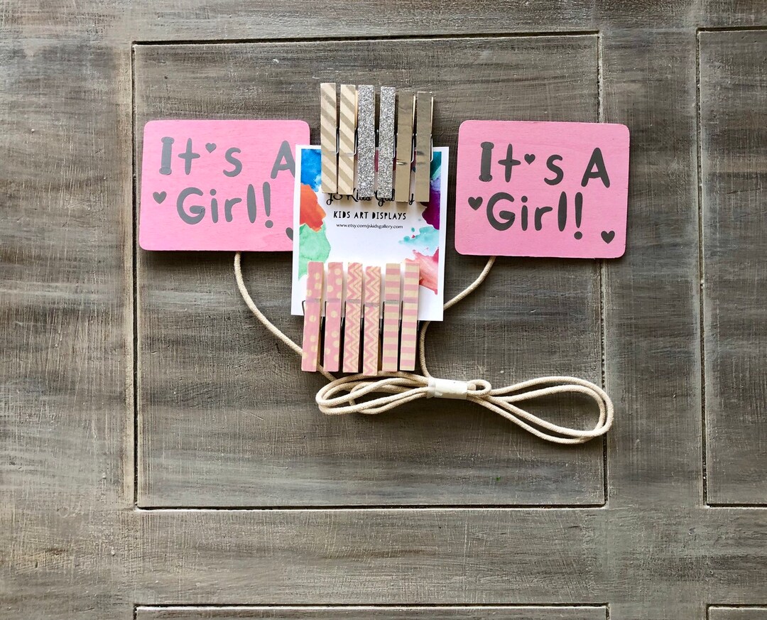 Baby Girl Shower Onesie Clothesline Display, Pink and Silver, Baby Girl ...