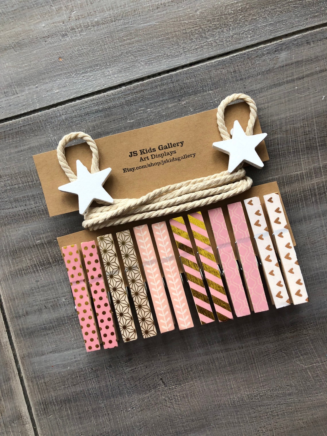 Star Clothesline Artwork Display Pink and Gold Art Work - Etsy