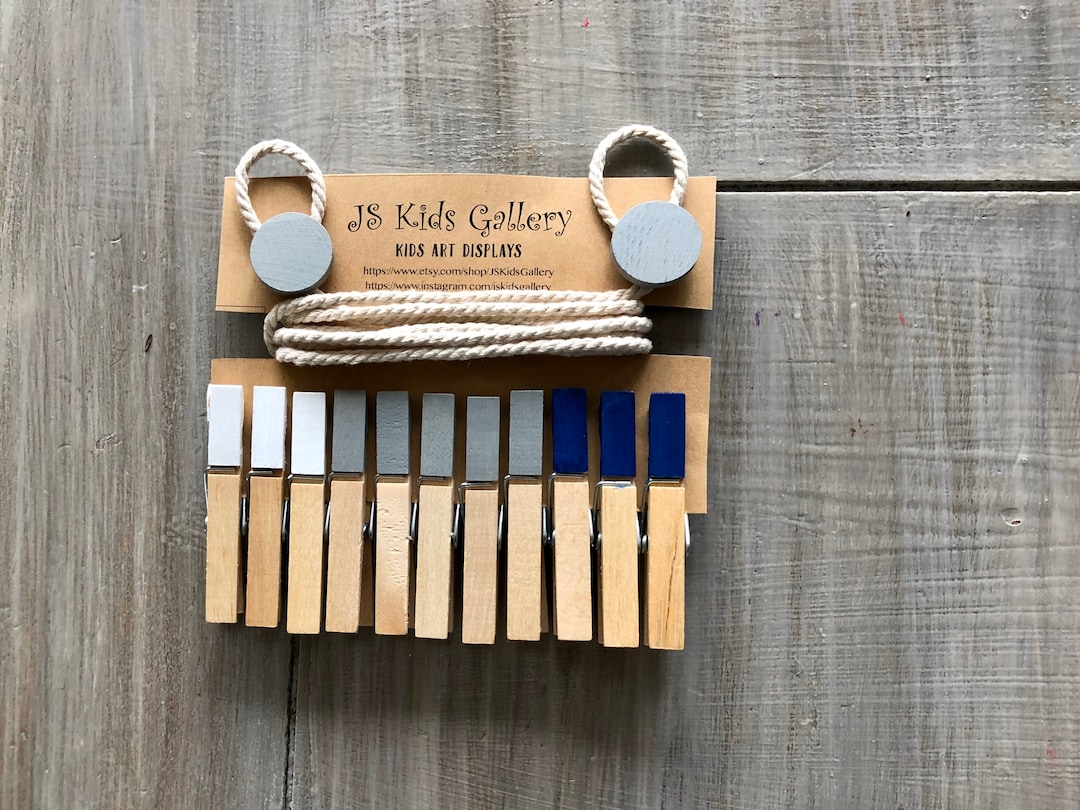 Grey/blue/white Clothesline Artwork Display, Art Work Display, Baby ...