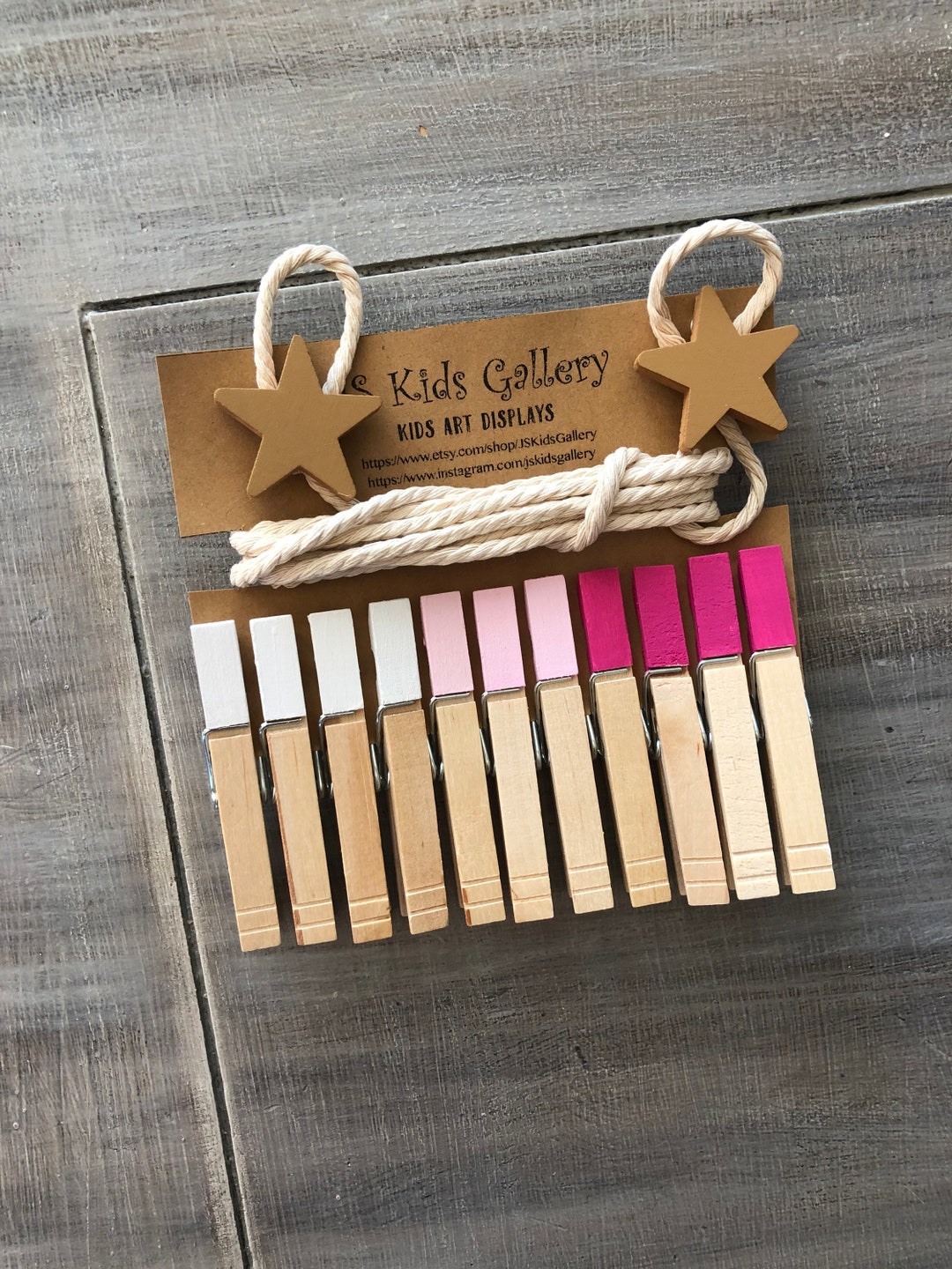 Star Pink Clothesline Artwork Display, Rainbow Art Work Display, Baby ...