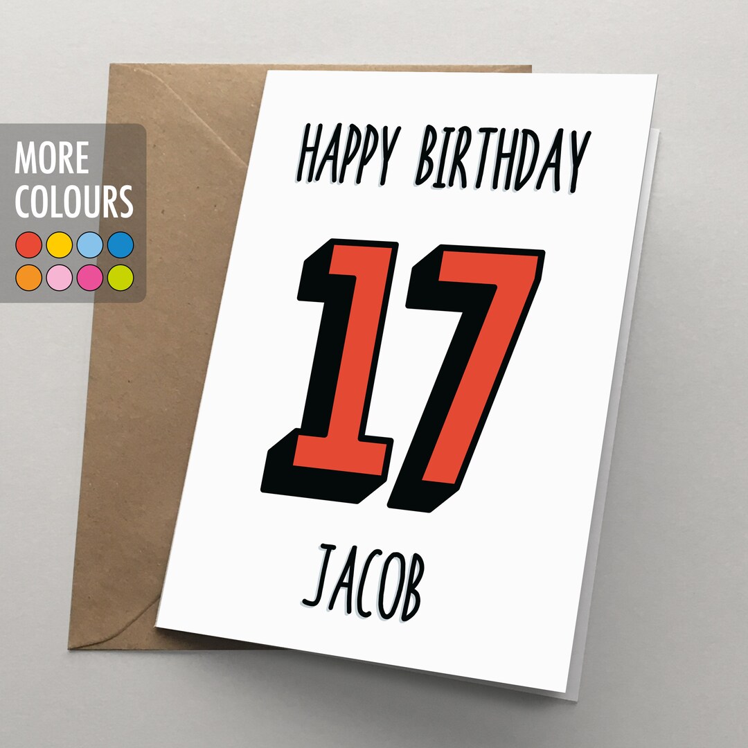 17th Birthday Card Number Card Personalised for Him, Her, Girl, Boy ...
