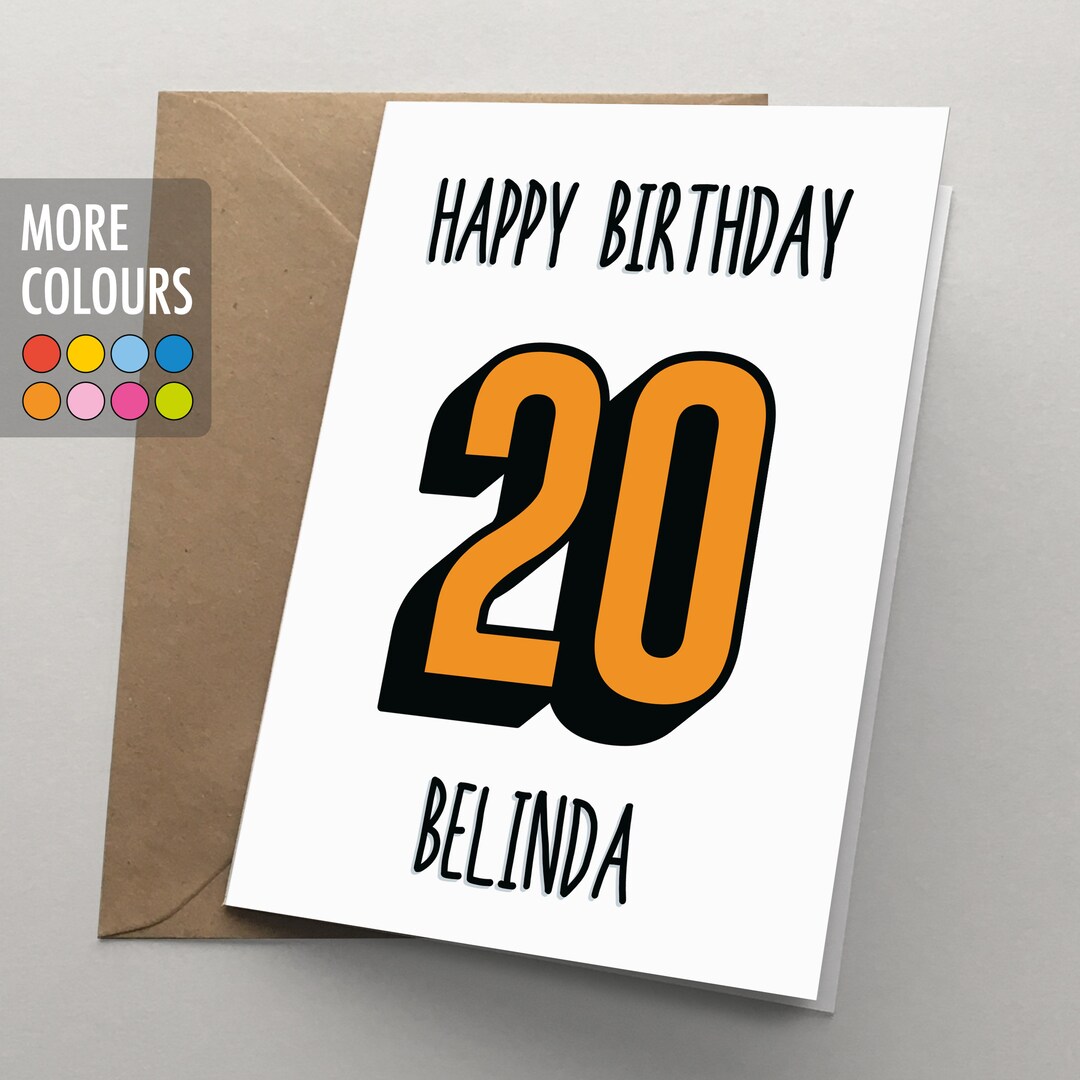 20th Number Birthday Card Personalised for Him, Her, Girl, Boy, Son ...
