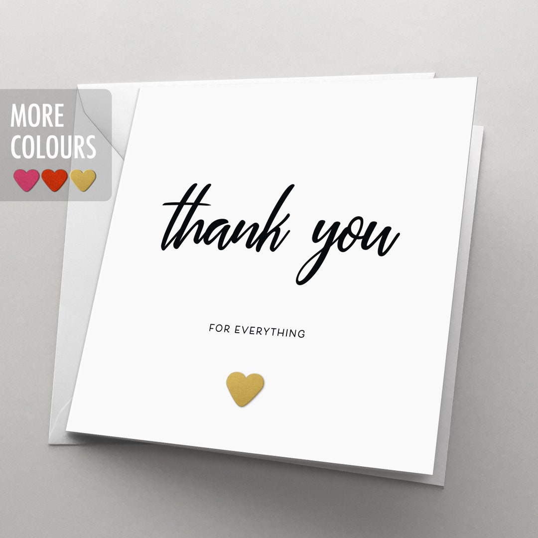 Thank You for Everything Card | Heart Embellishment for Friend ...