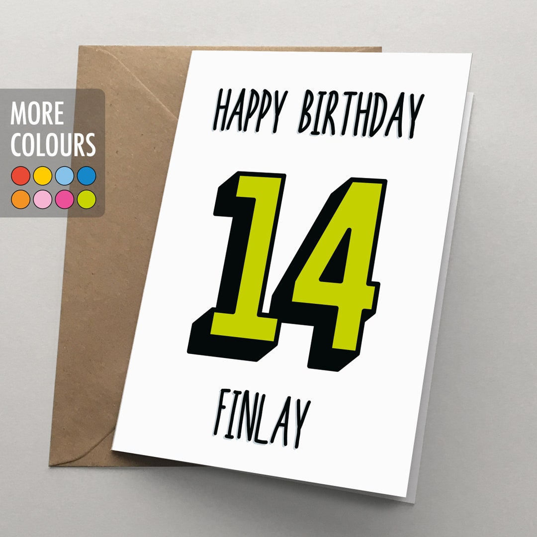 Personalised 14th Birthday Number Card Personalised for Him, Her, Girl ...
