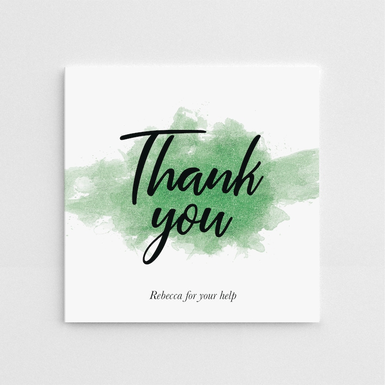 Thank You for Your Help Card, Personalised Thank You Card, Thank You ...