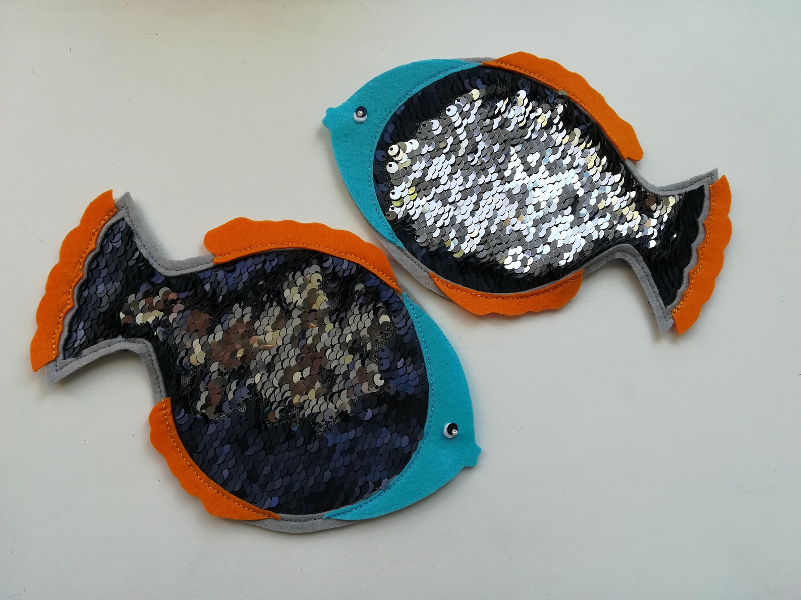 Sequin fish applique Felt applique fish reversible sequin | Etsy