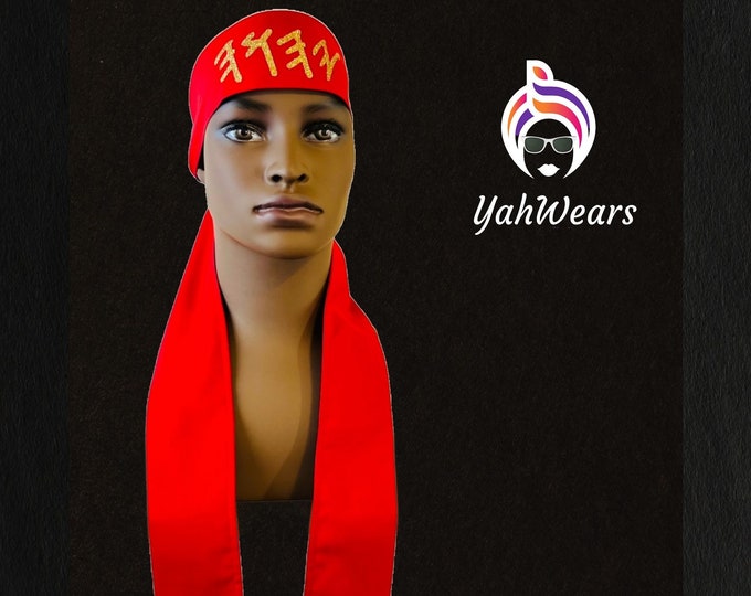 Handmade Hebrew Red Gold Mitre, Head-wrap for Men, Sacred Name Clothing ...