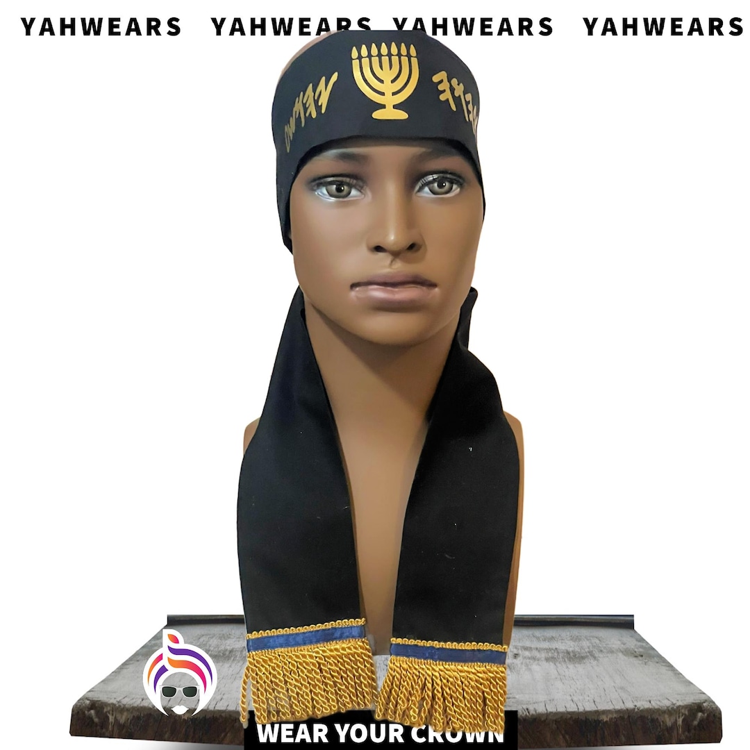 Hebrew Israelite Mitre With Menorah, Black Headband for Godly Men ...