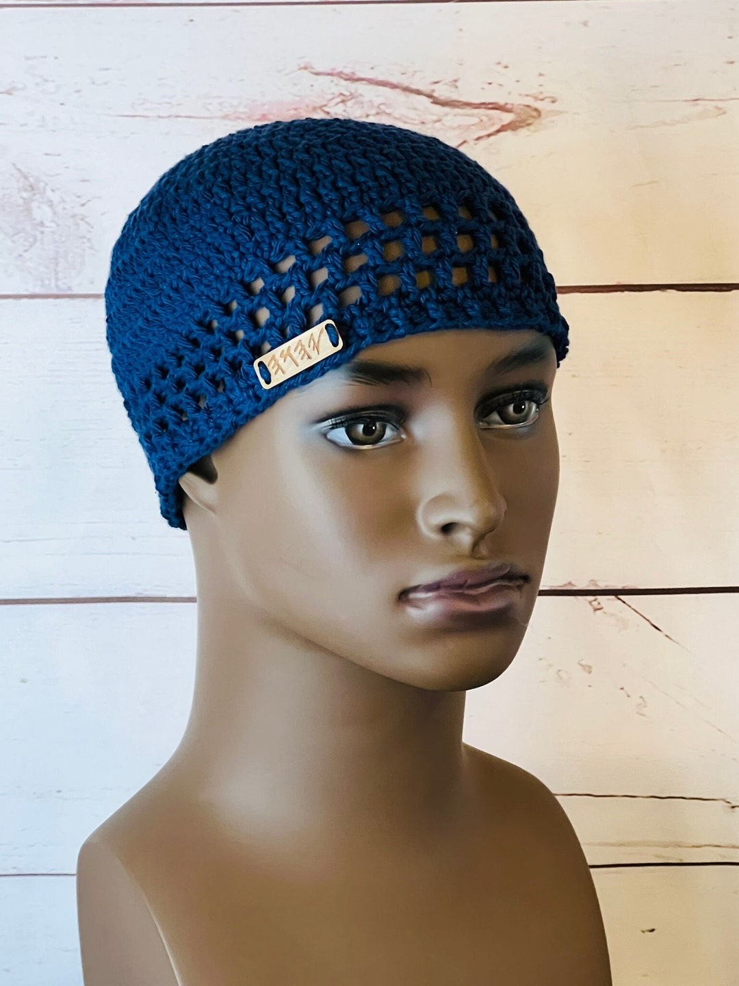 Navy Blue Handmade Kufi Hat Hebrew Hat Mens Beanie skull Hat Women ...