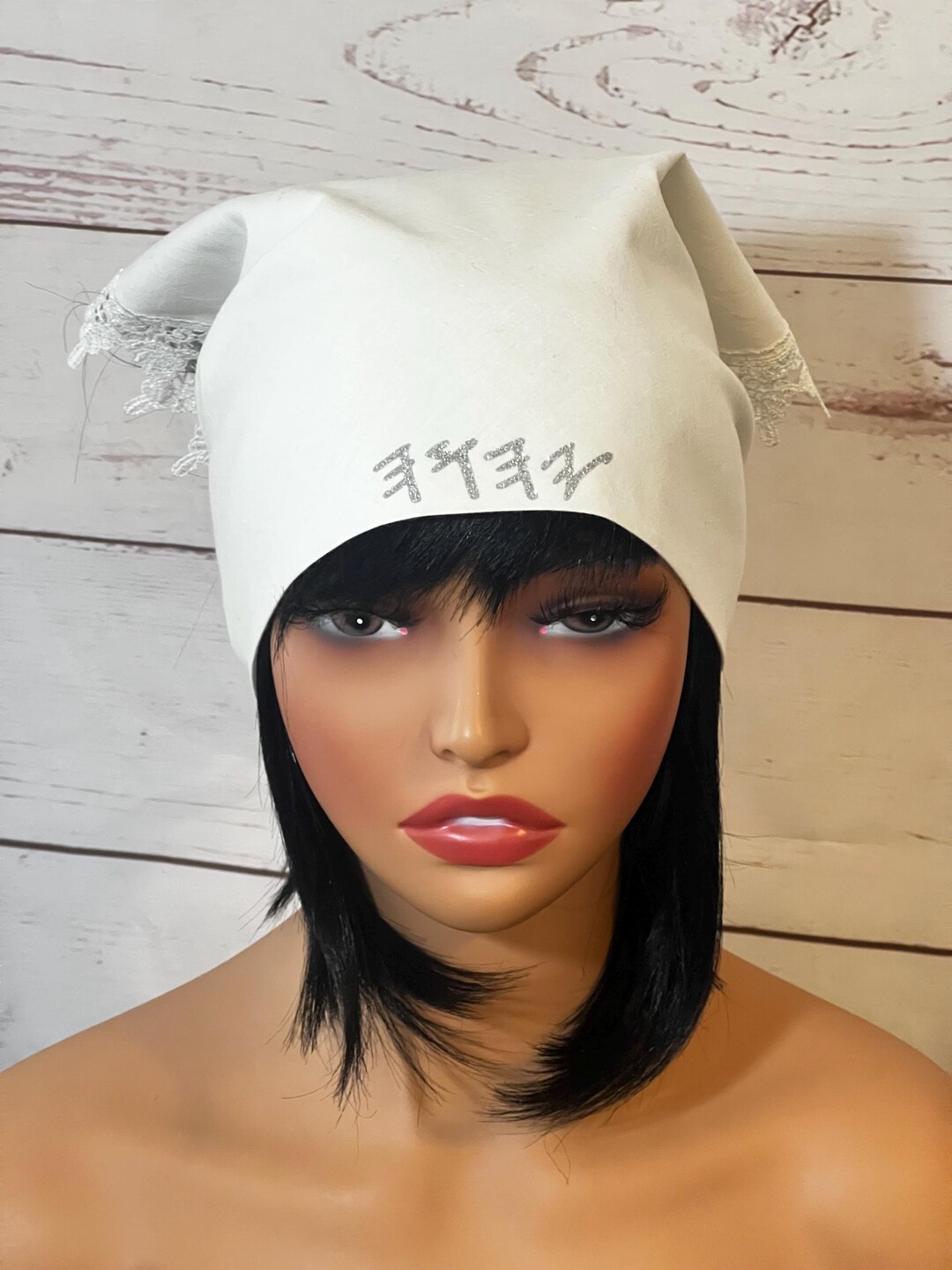 Lace Trim Self-tie Triangle Head Scarf, Hair Bandana, Women White ...