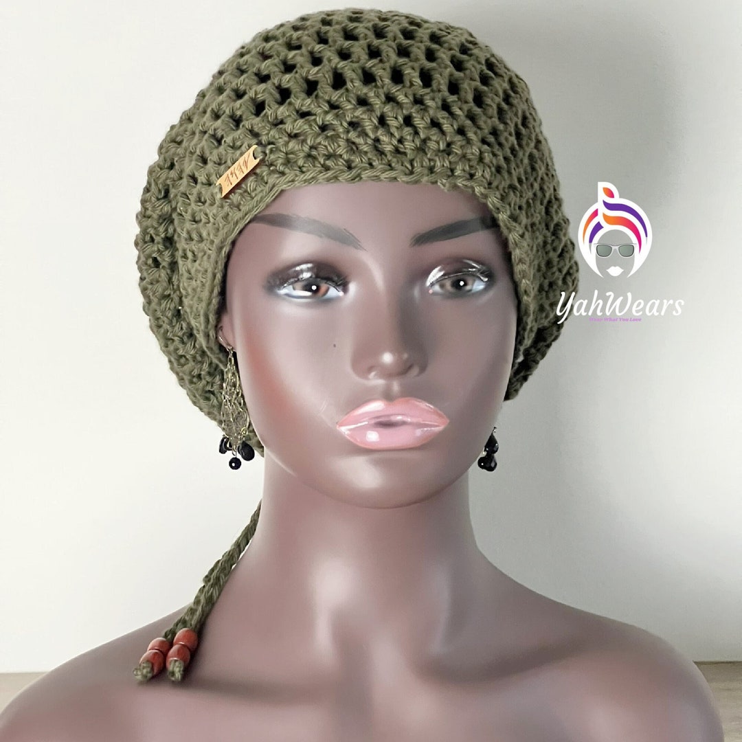 Handmade Olive Green Dreadlock Tam, Large Beanie, Dread Tam Hat, Slouch ...