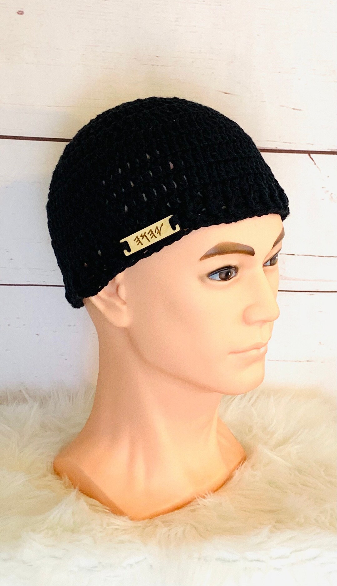 Black Beanie Handmade Hat Paleo Hebrew Hat Hebrew Hat Cotton Skull Cap ...