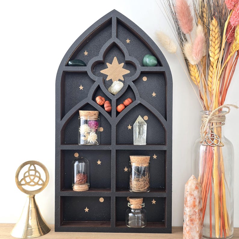 Wood Gothic Cathedral Shelf | Crystal Shelf | Oddities Display ...