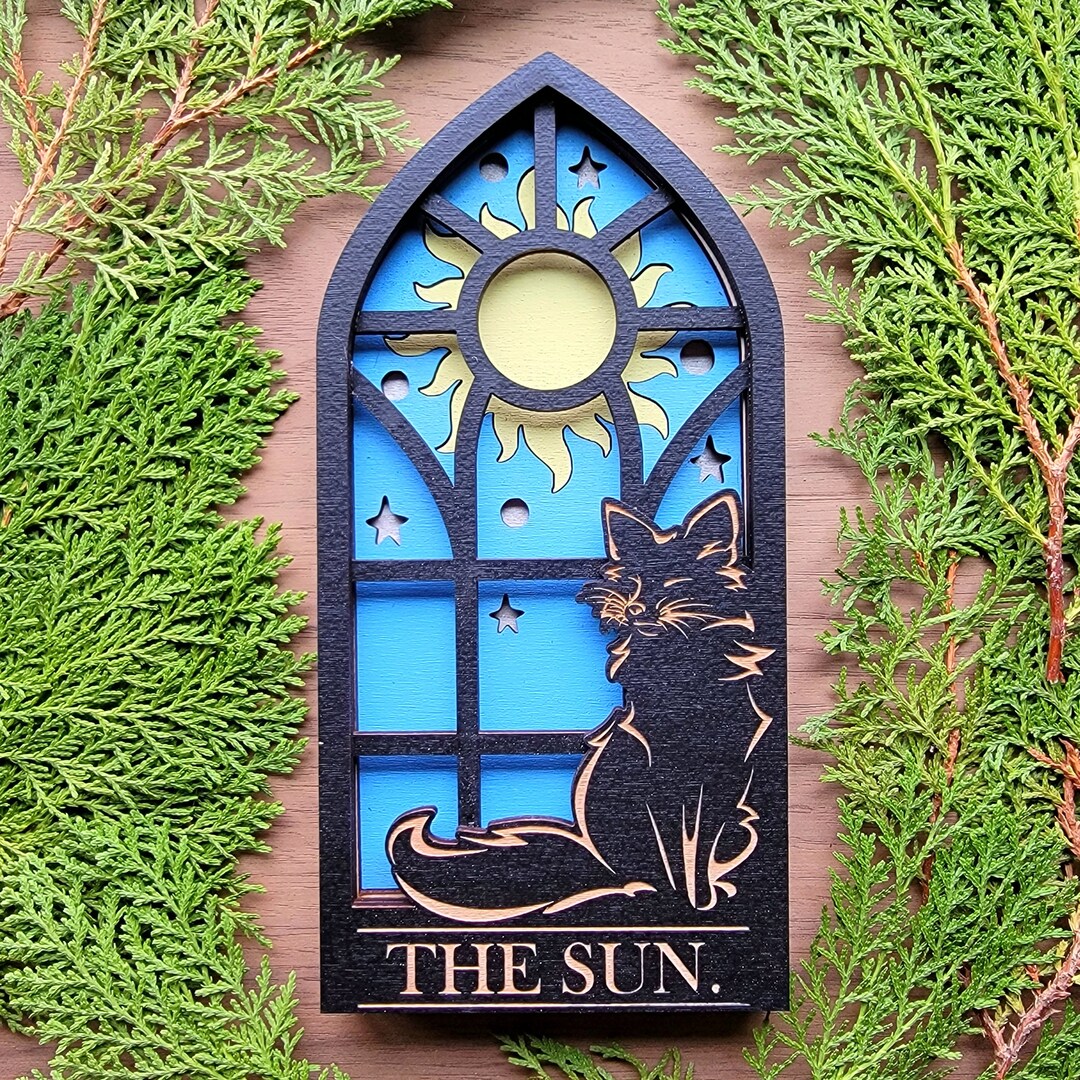 THE SUN. Tarot Fox Wood Wall Decor Hanging | Shadow Box | Wooden Wall ...