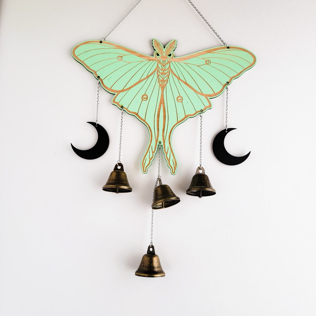 Luna Moth Witch Bells Wood Wall Decor Hanging |wood Wall Art | Witchy ...