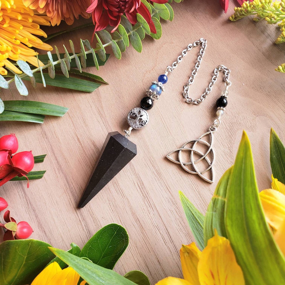 Black Tourmaline Pendulum | Obsidian |tree of Life Hematite | Blue ...