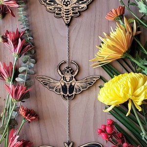 Insect Garland Wood Wall Hanging Decor | Hawkmoth | Luna Moth | Winged ...