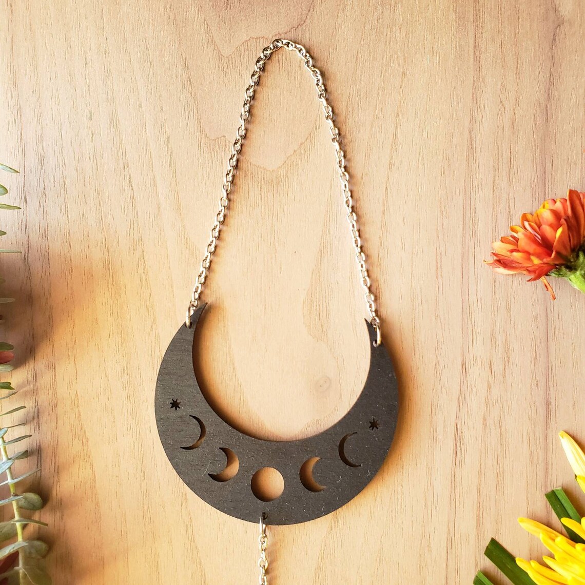 Moon and Moth Wood Wall Decor Hanging | Hawkmoth | Death Head Moth ...