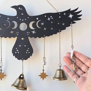 Raven Witch Bells| Wood Wall Decor Hanging |wood Wall Art | Witchy ...