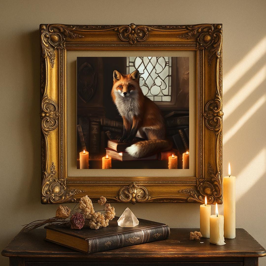 Fox Familiar Altar Image | Printable Art | Ostara Digital Paper | Wicca ...