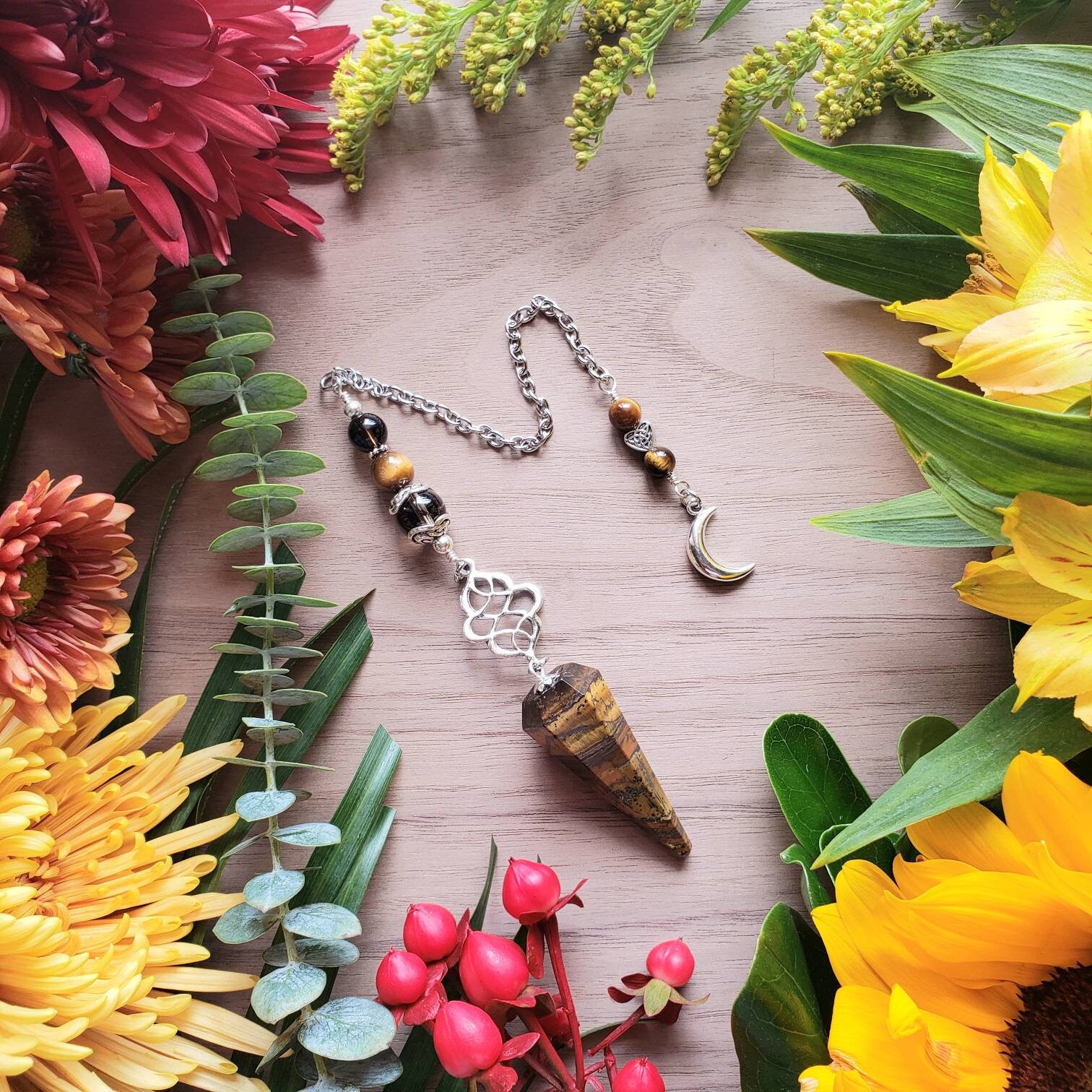 Tiger's Eye Pendulum | Scrying | Divination | Dosing | Smokey Quartz ...