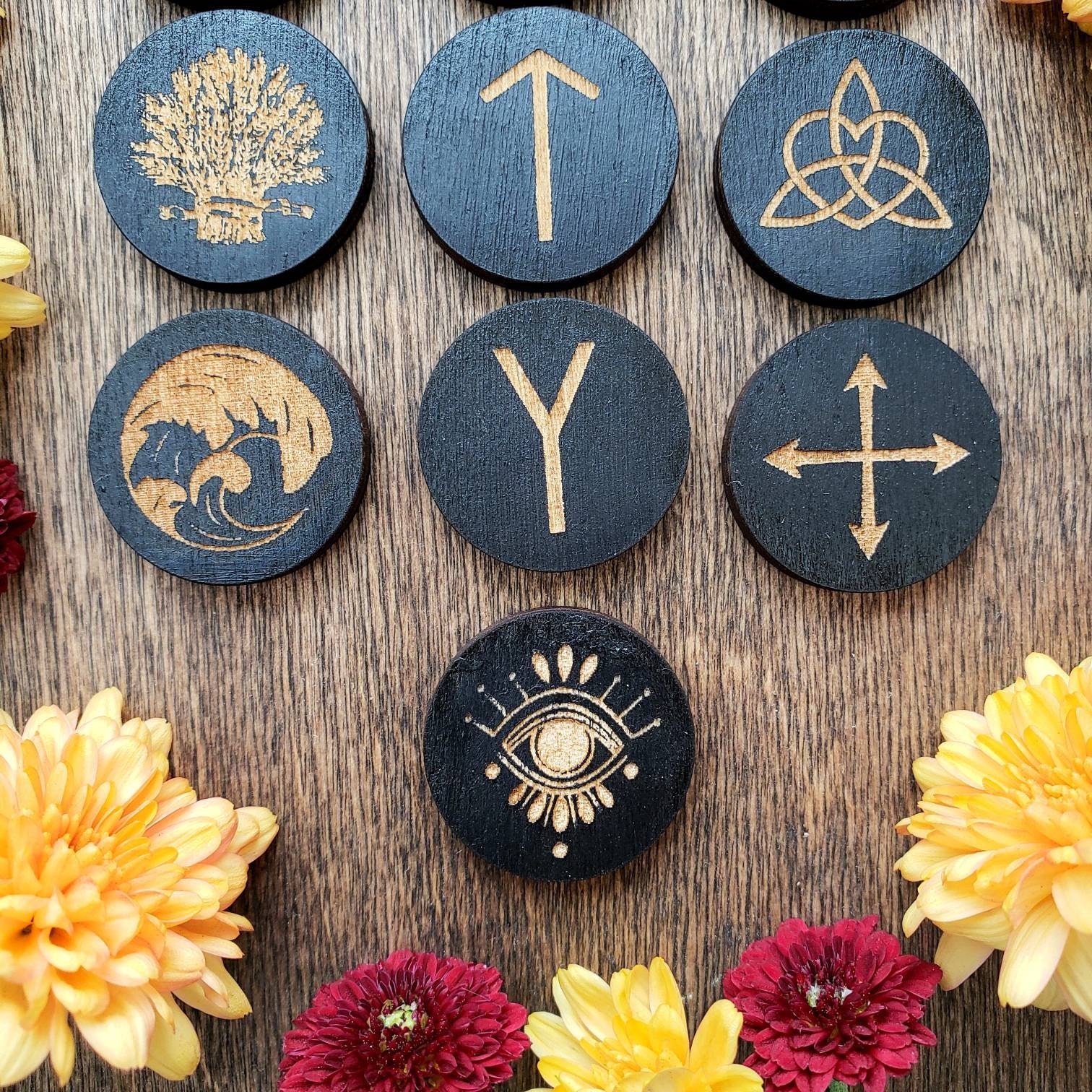 Dragon & Phoenix Rune Box 13 Witch Runes Black Painted Wood | Etsy