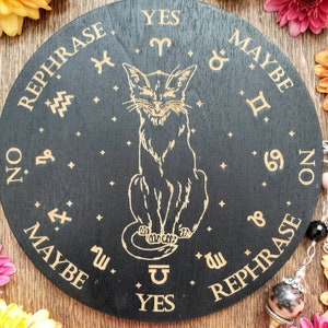 Black Cat Wood Pendulum Board | Laser Engraved | Divination | Scrying ...