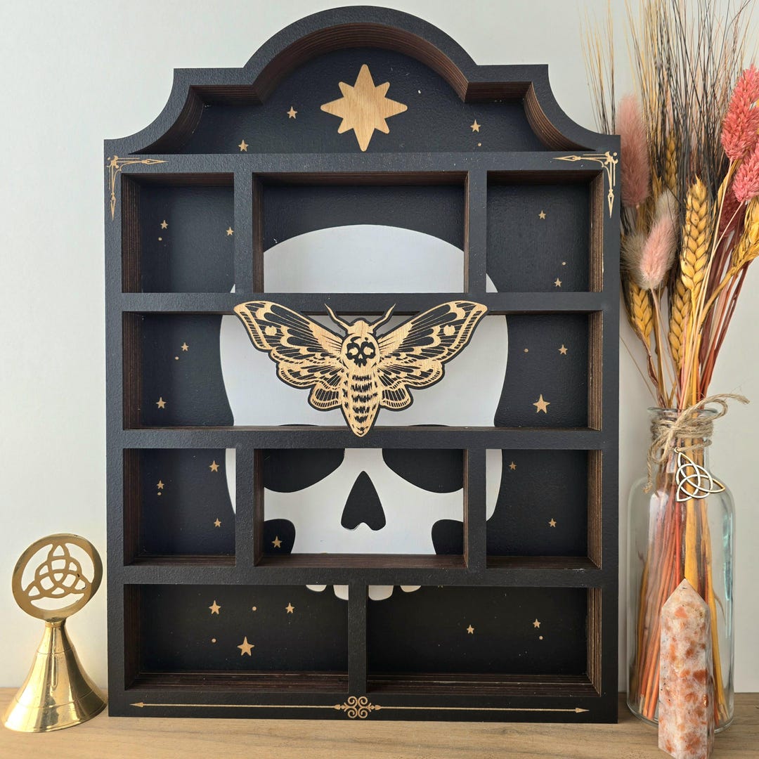 Death Head Hawkmoth Apothecary Shelf | Crystal Shelf | Oddities Display ...