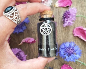 Witch's Black Salt Ritual Salt Raven Charm Decorative Glass Bottle Dead ...
