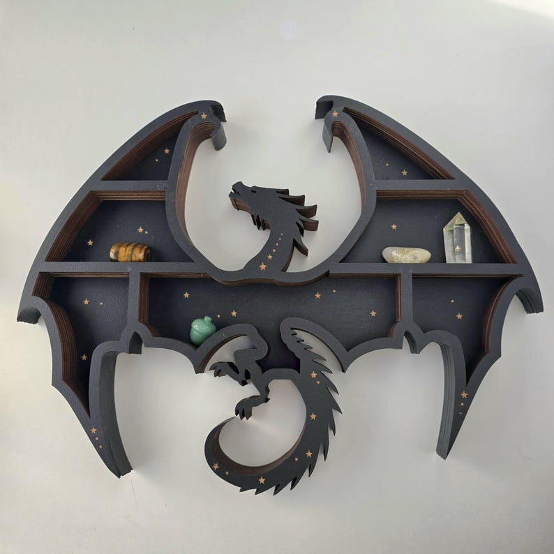 Wood Flying Dragon Shelf | Crystal Shelf | Oddities Display | Crystal ...