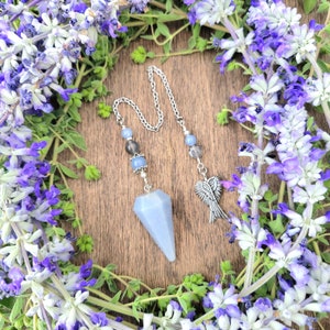 Angelite Angel Wings Pendulum | Blue Stone | Labradorite | Psychic ...