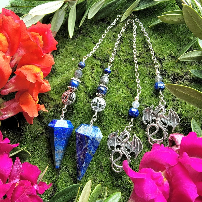 Lapis Lazuli Dragon Pendulum | Tree of Life | Labradorite | Dowsing ...