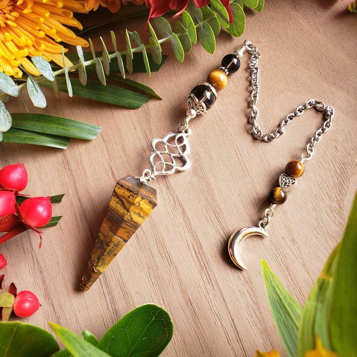 Tiger's Eye Pendulum | Scrying | Divination | Dosing | Smokey Quartz ...
