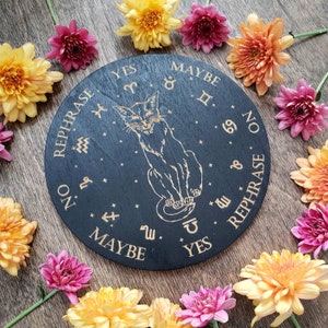 Black Cat Wood Pendulum Board | Laser Engraved | Divination | Scrying ...