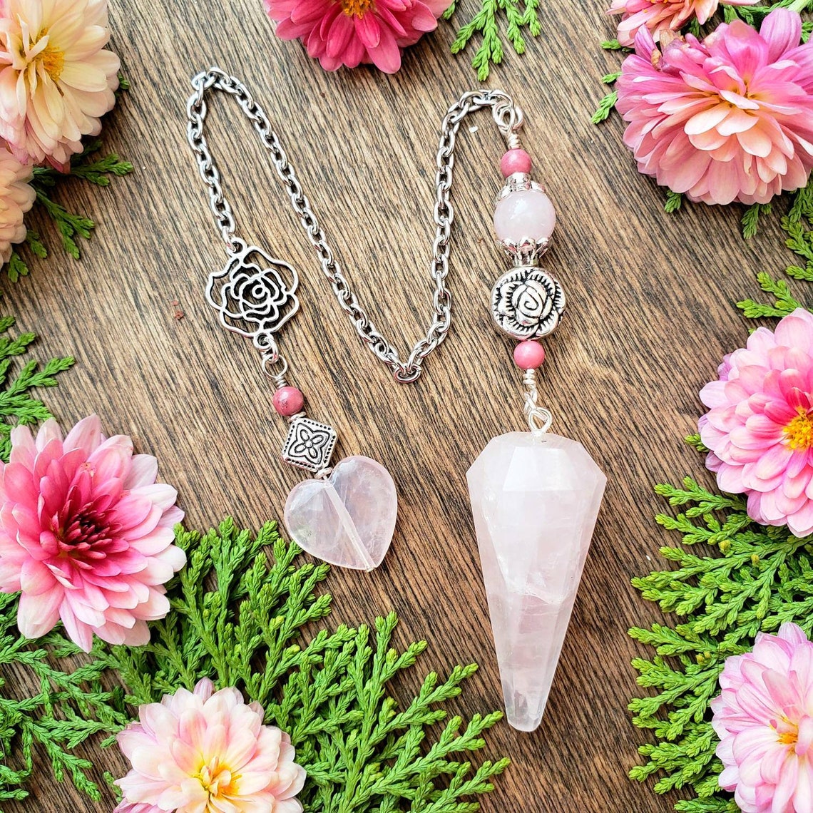 Rose Quartz Pendulum Scrying Divination Rose Bead Rose - Etsy