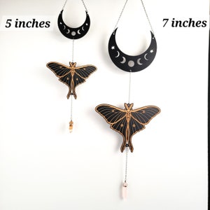 Moon and Moth Wood Wall Decor Hanging | Hawkmoth | Death Head Moth ...