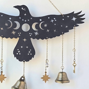 Raven Witch Bells| Wood Wall Decor Hanging |wood Wall Art | Witchy ...